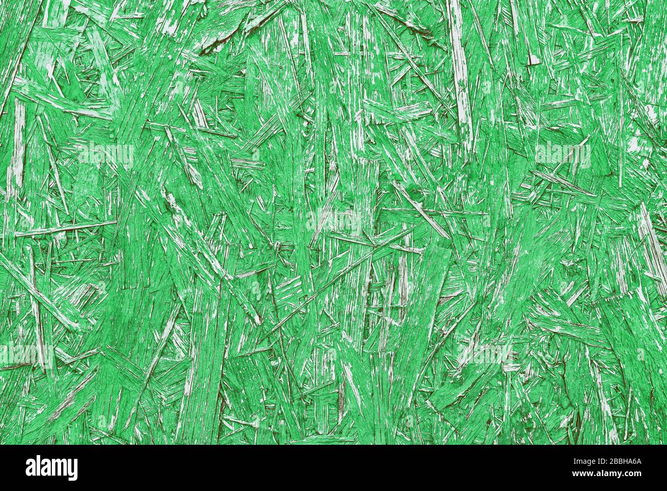 Green abstract background with wooden texture. Painted OSB panel ...