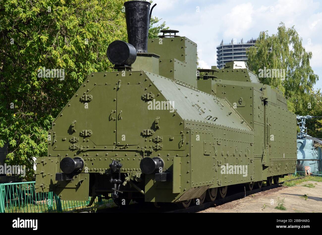 An armored steam locomotive class OB in the museum of the army in ...