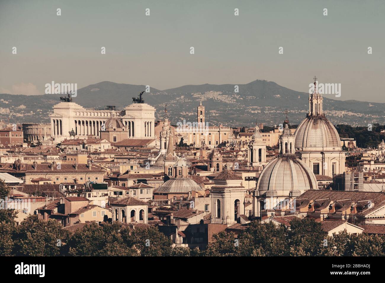 Rome rooftop view with ancient architecture in Italy Stock Photo - Alamy