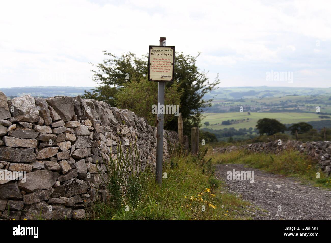Restricted Byway sign at Longstone Edge in the Peak District National ...