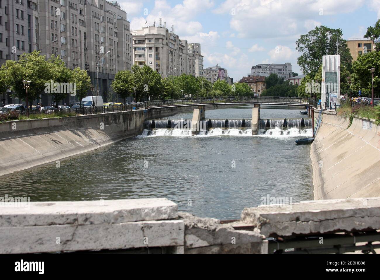 The Dambovita River crossing downtown Bucharest, Romania Stock Photo ...