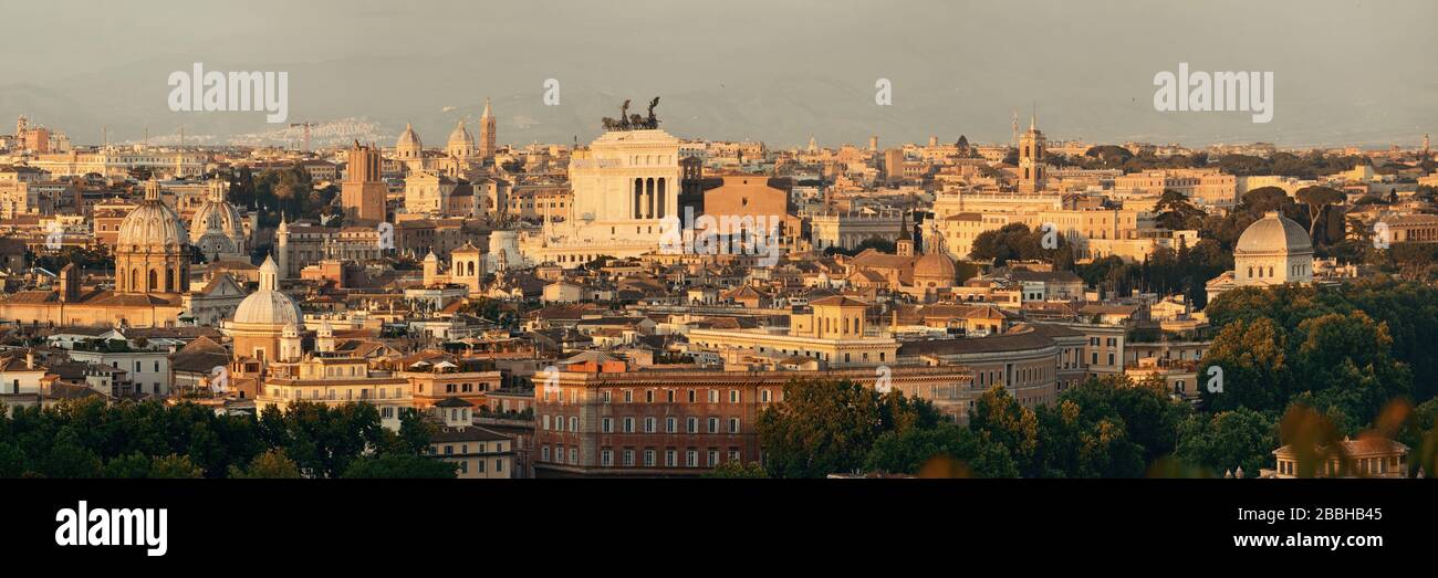 Rome rooftop panoramic view with ancient architecture in Italy Stock ...
