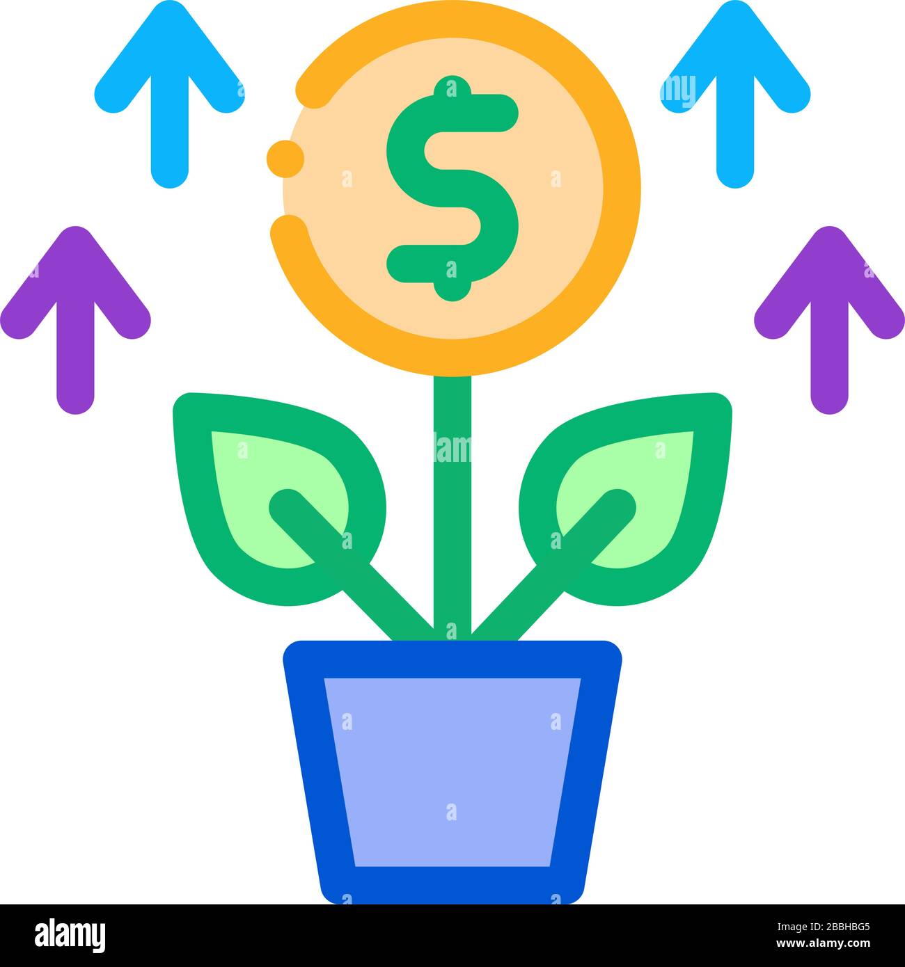 growing money tree icon vector outline illustration Stock Vector Image ...