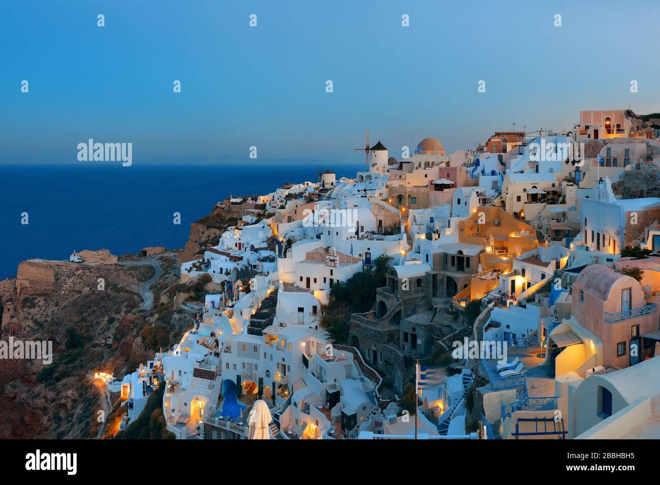 Santorini skyline with buildings in Greece Stock Photo - Alamy