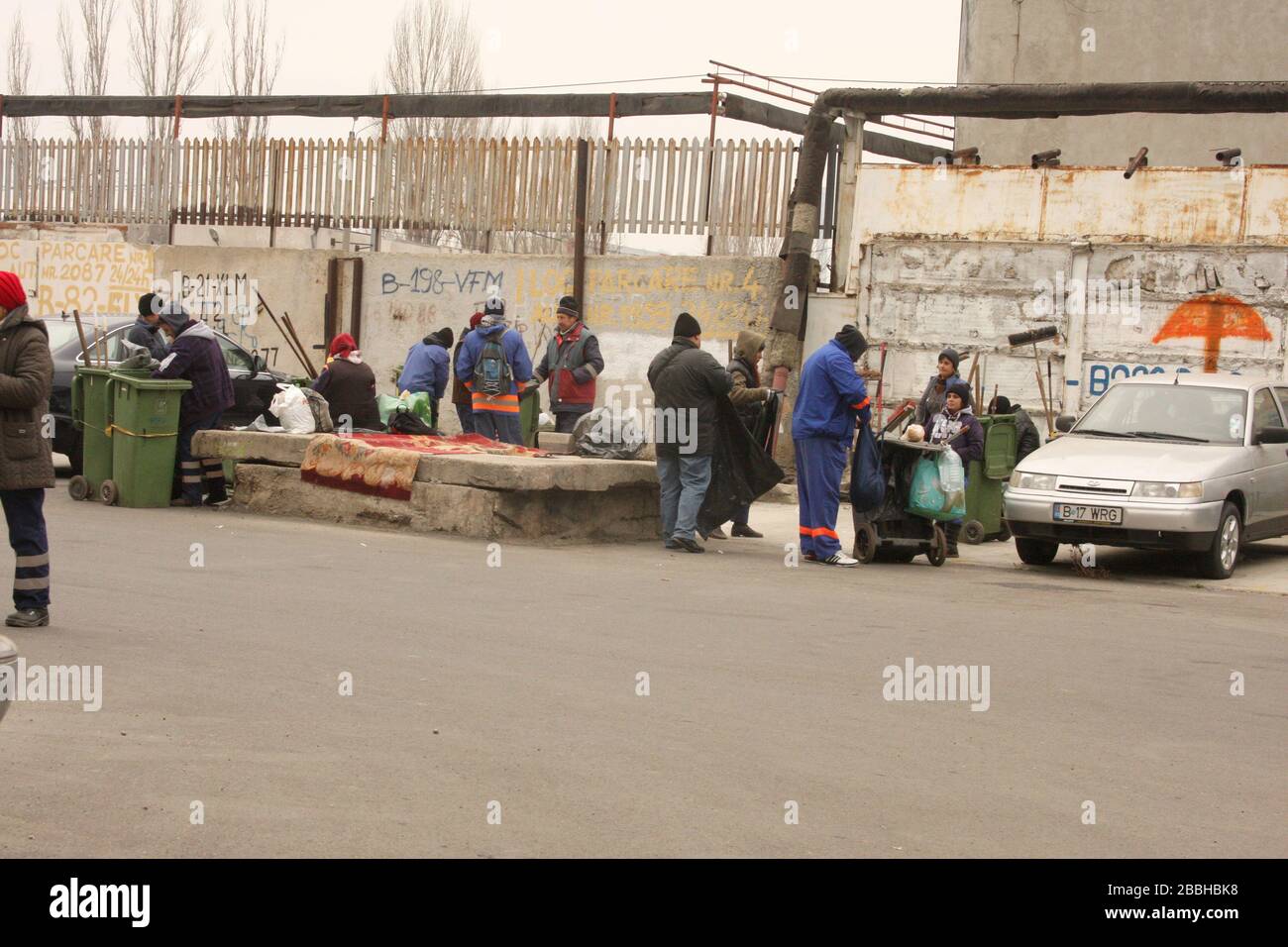 Group of workers cleaning up the streets of Bucharest, Romania Stock ...