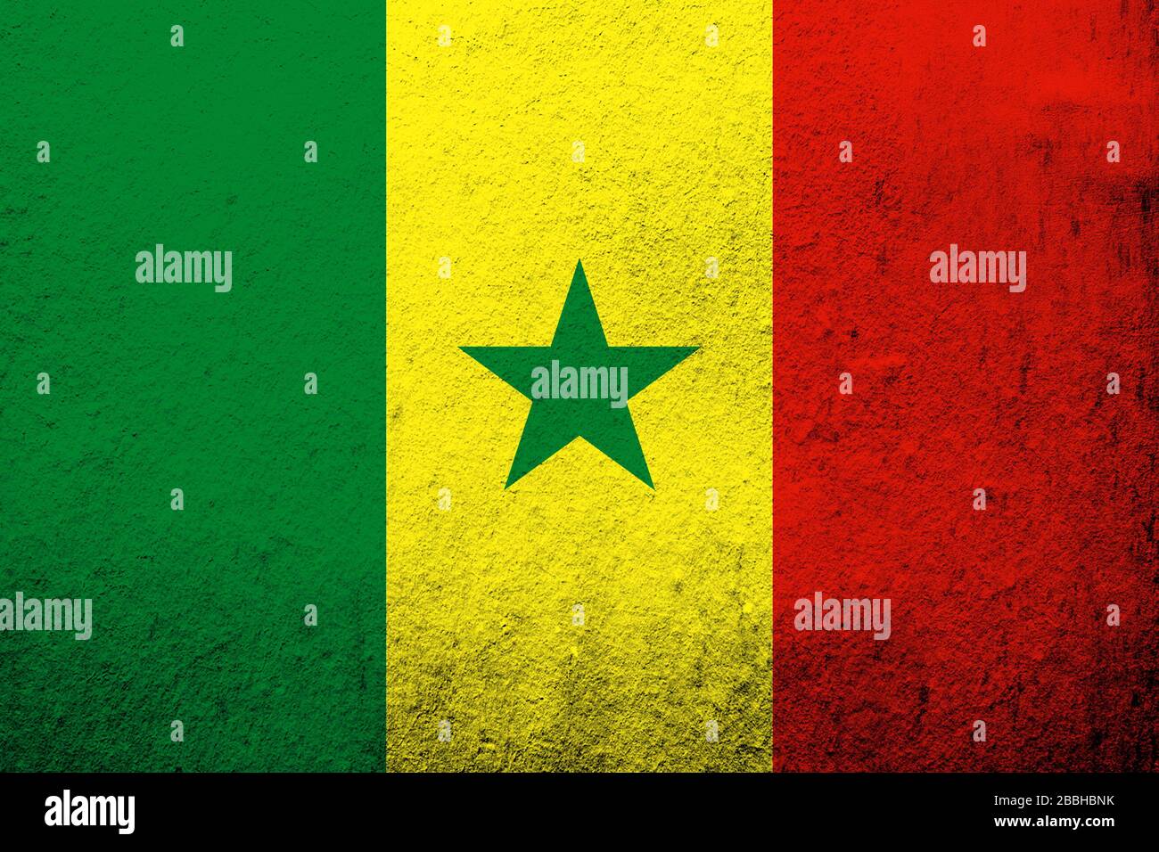 The Republic of Senegal National flag. Grunge background Stock Photo ...
