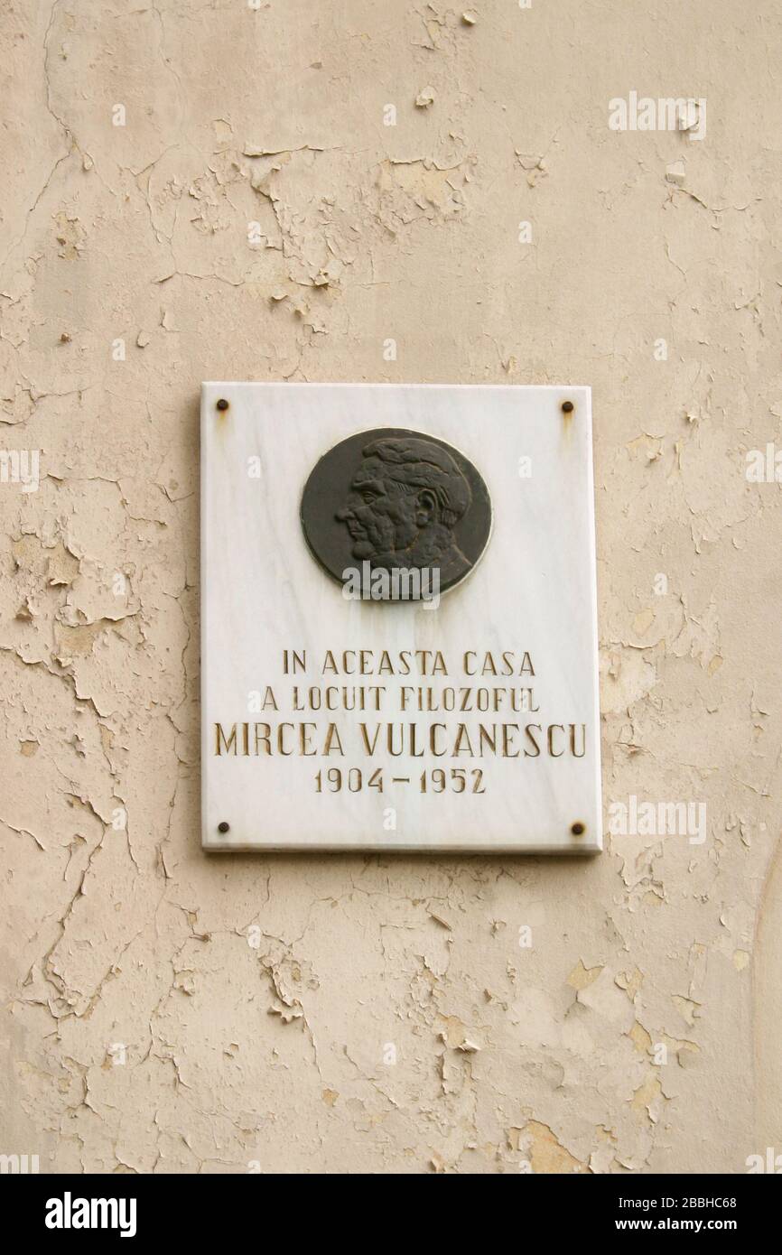 Bucharest, Romania. Commemorative plaque for the Romanian philosopher ...