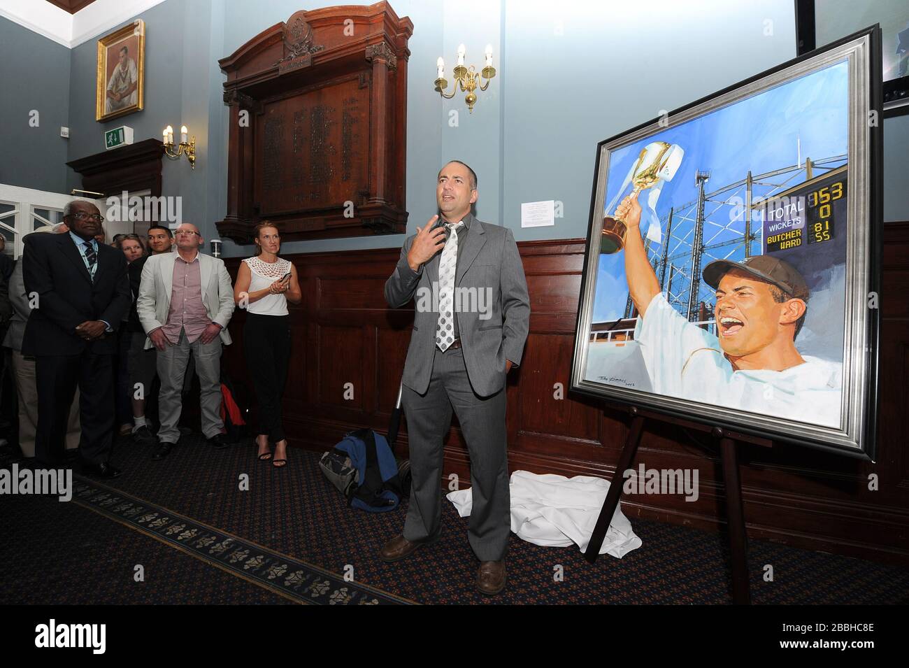 Former Surrey star Adam Hollioake during the unveiling of a work of art ...