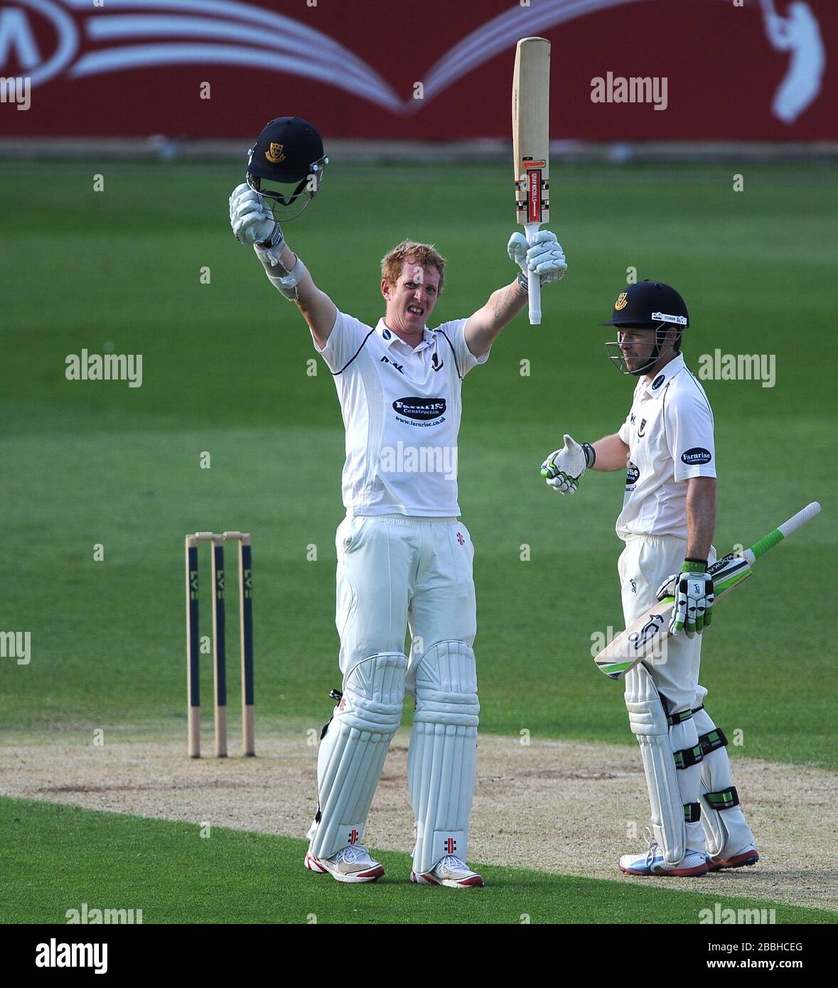 Sussex's Luke Wells celebrates alongside Captain Ed Joyce after ...