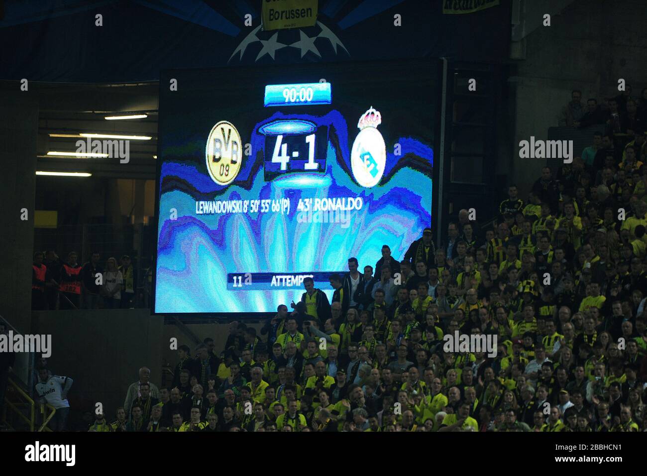 The final score displayed on an electronic billboard Stock Photo - Alamy