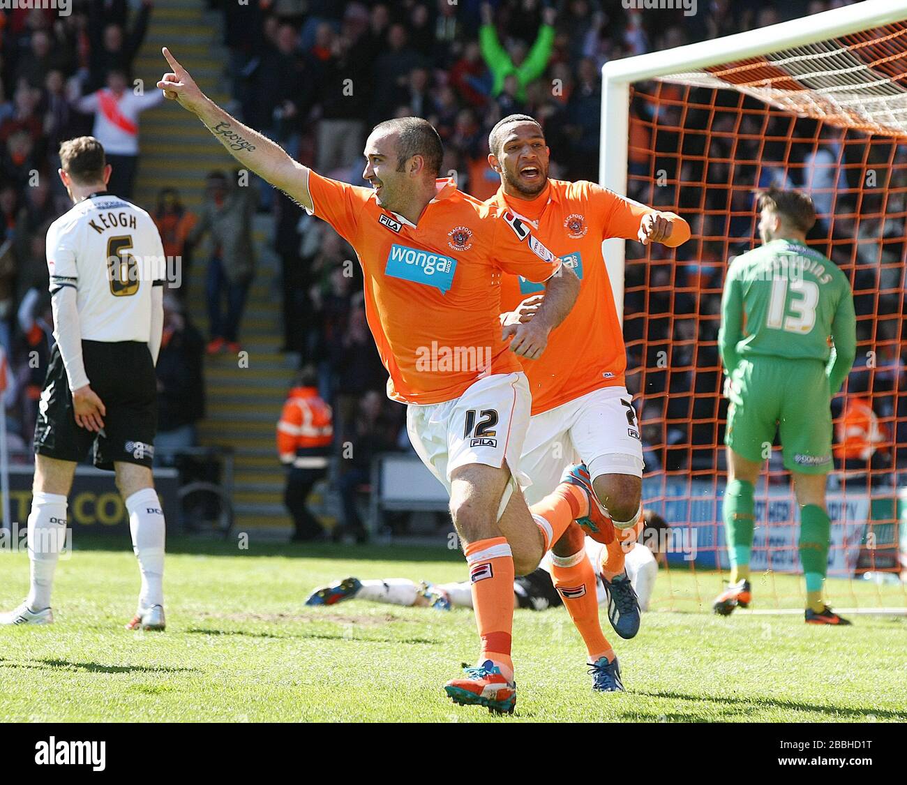 Blackpool's Gary Taylor-Fletcher celebrates scoring against Derby ...