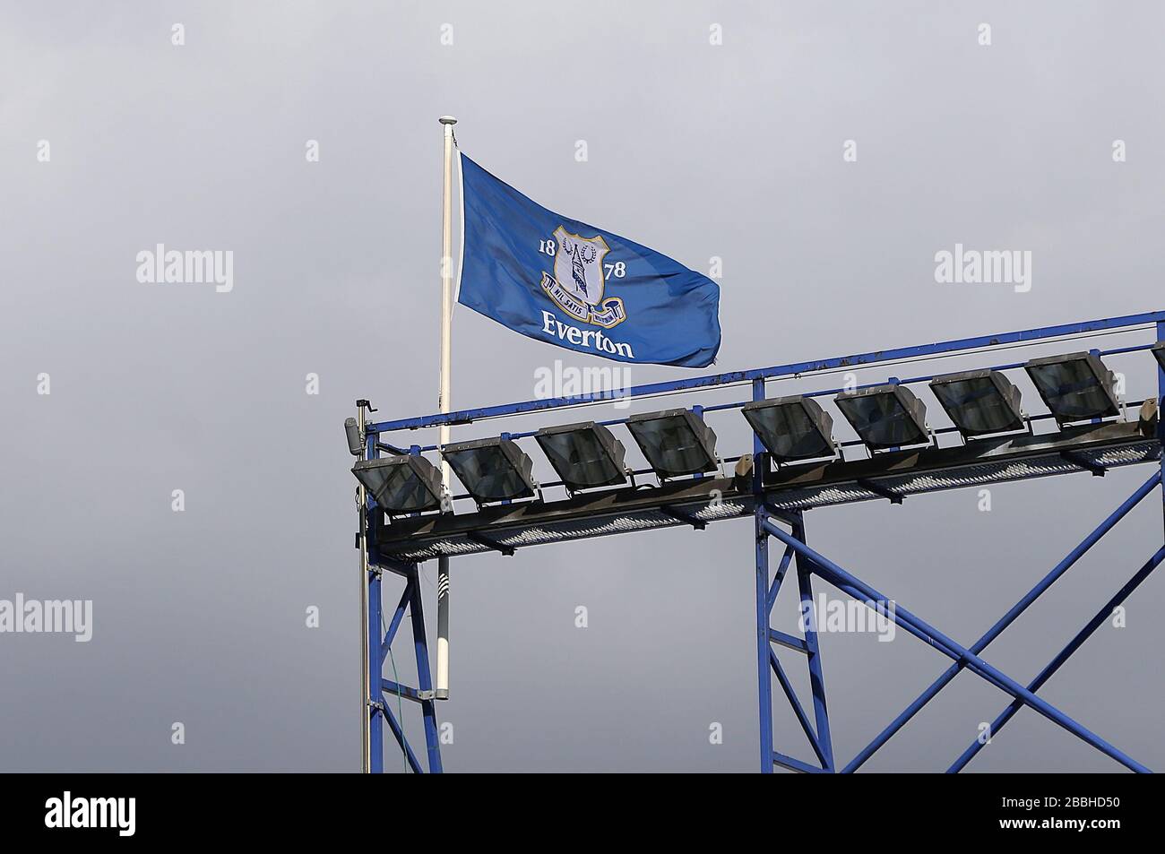 General view of an Everton flag above Goodison Park Stock Photo - Alamy