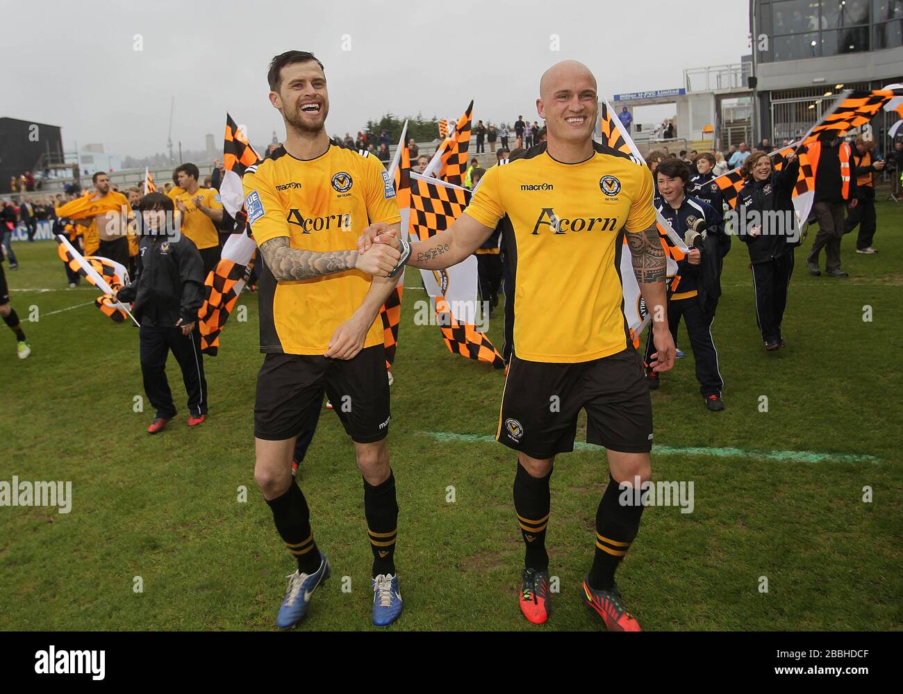 Newport AFC's Byron Anthony & team mate and captain David Pipe (R ...