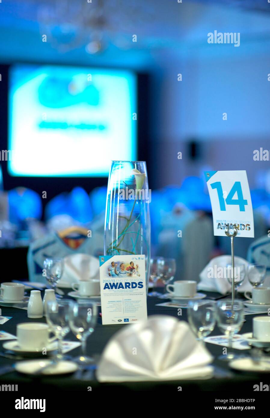 The tables are set ready for the Coventry City awards dinner at the ...