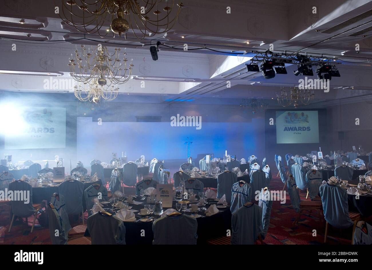 The tables are set ready for the Coventry City awards dinner at the ...