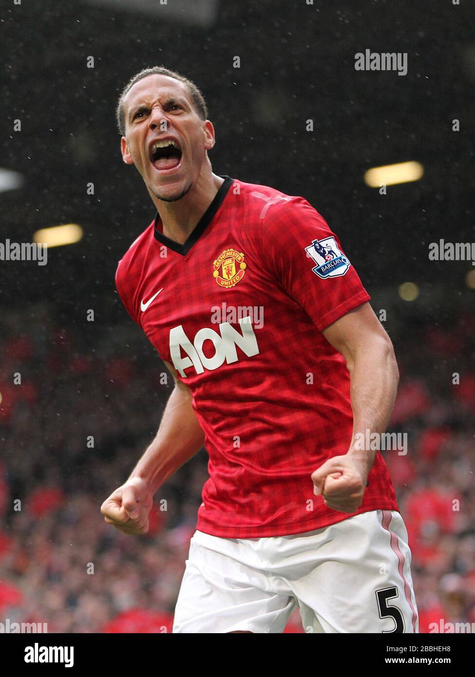 Manchester United's Rio Ferdinand celebrates scoring their second goal ...