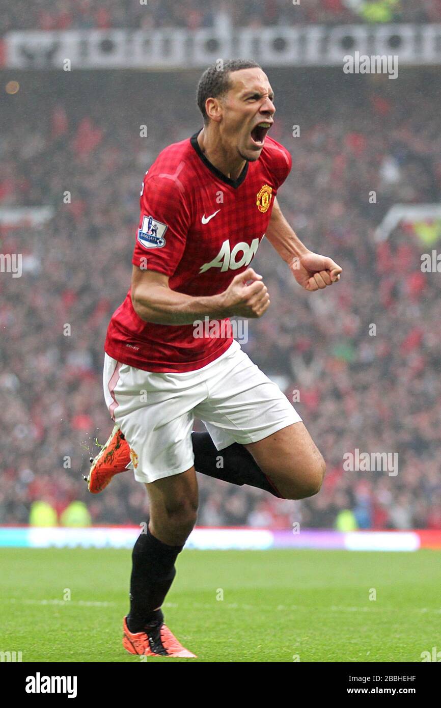 Manchester United's Rio Ferdinand celebrates scoring their second goal ...