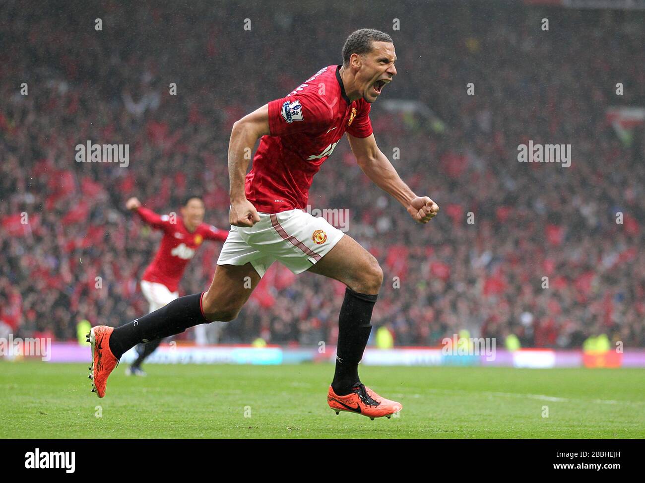 Manchester United's Rio Ferdinand celebrates scoring their second goal ...