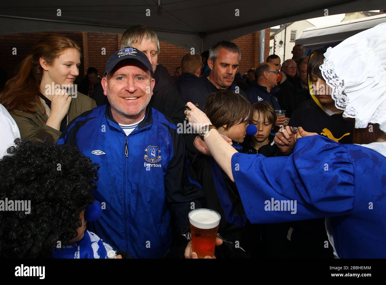 The Everton toffee lady with fans outside Goodison Park before the ...