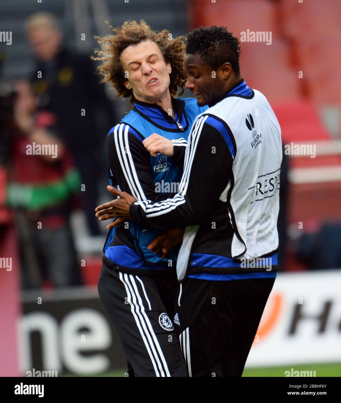 Chelsea's David Luiz and John Obi Mikel collide during training at the ...