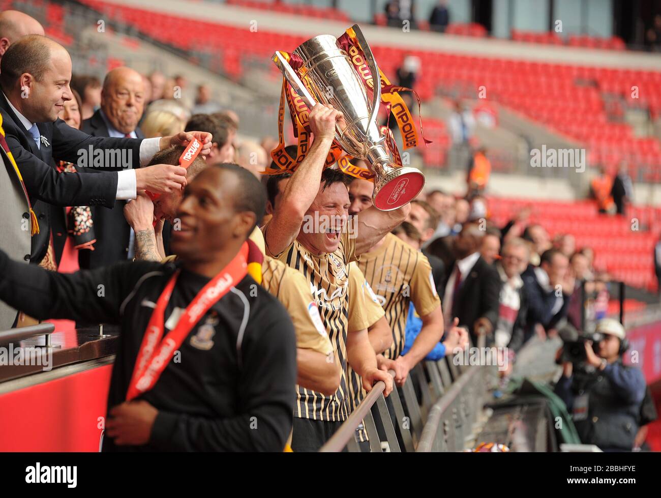 Bradford City's Garry Thompson celebrates with the npower Football ...