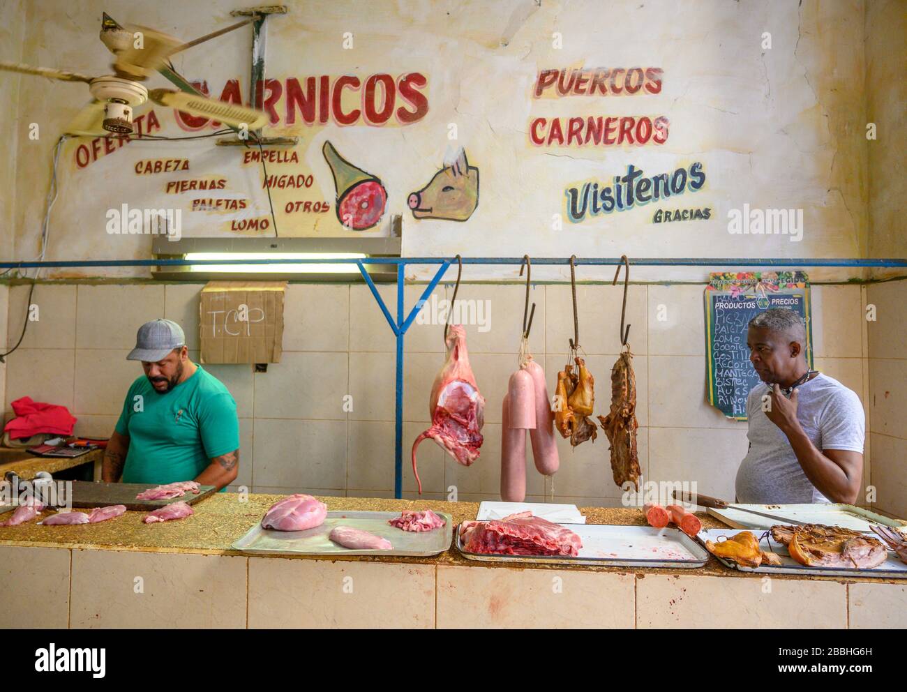 Butcher shop, Havana Vieja, Cuba Stock Photo - Alamy