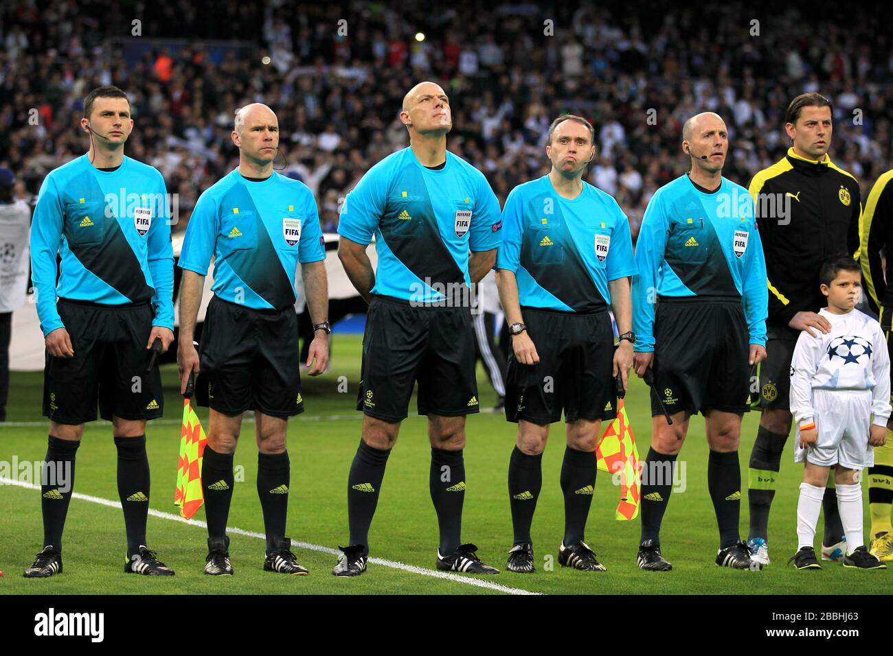Referee Howard Webb with his officials Darren Cann (2nd left), Michael ...