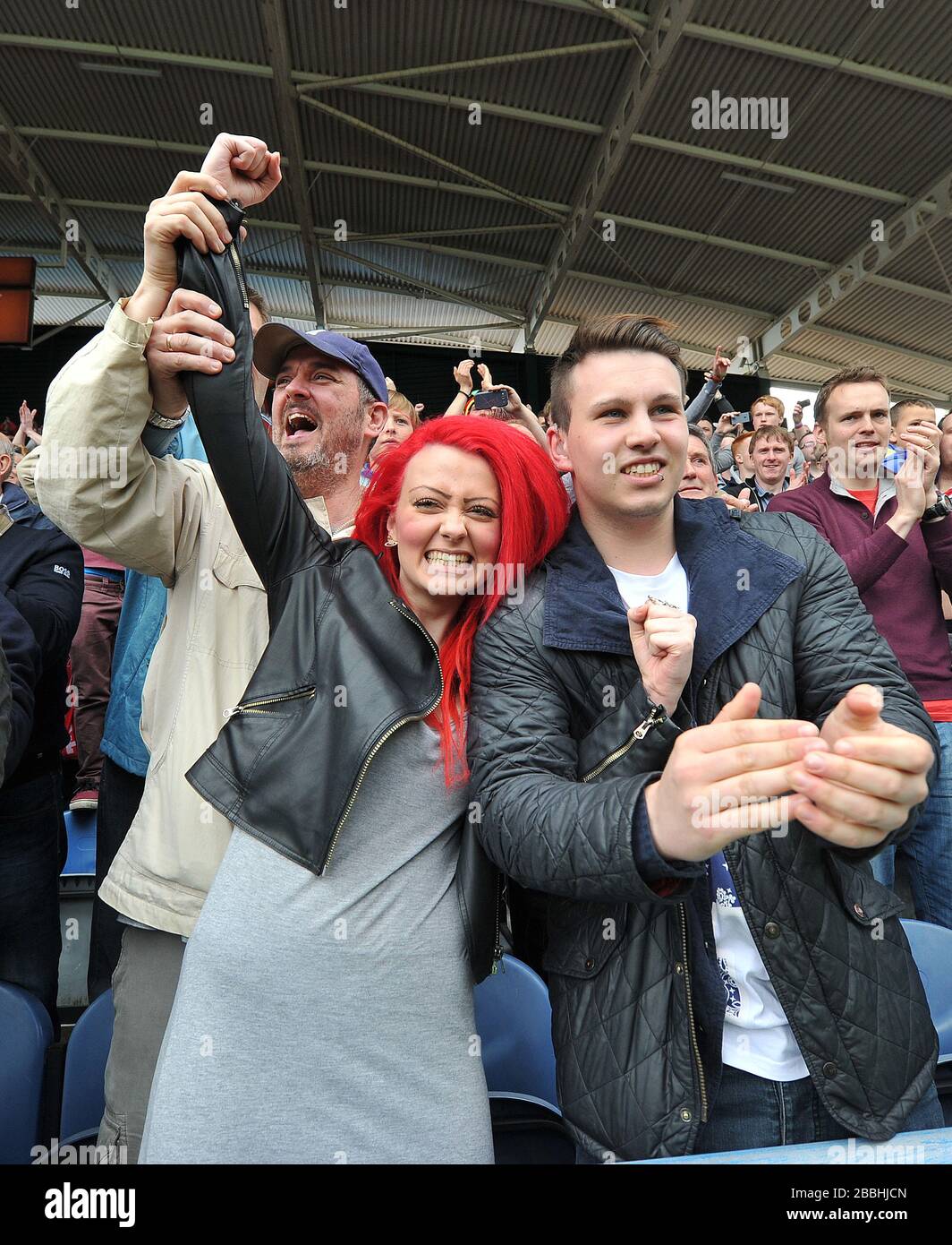 Barnsley fans celebrate at the final whistle Stock Photo - Alamy