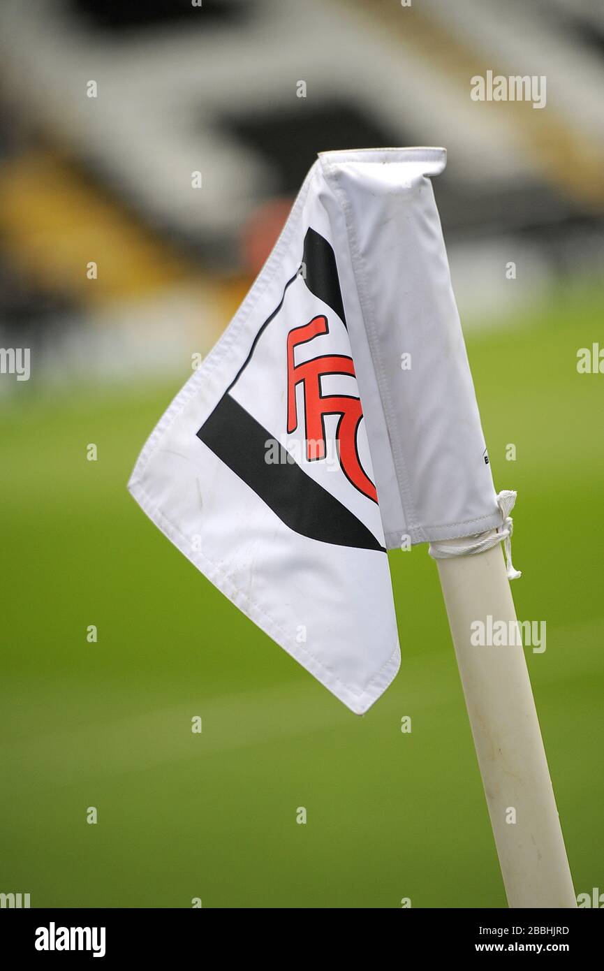 Detail of a corner flag at Craven Cottage Stock Photo - Alamy