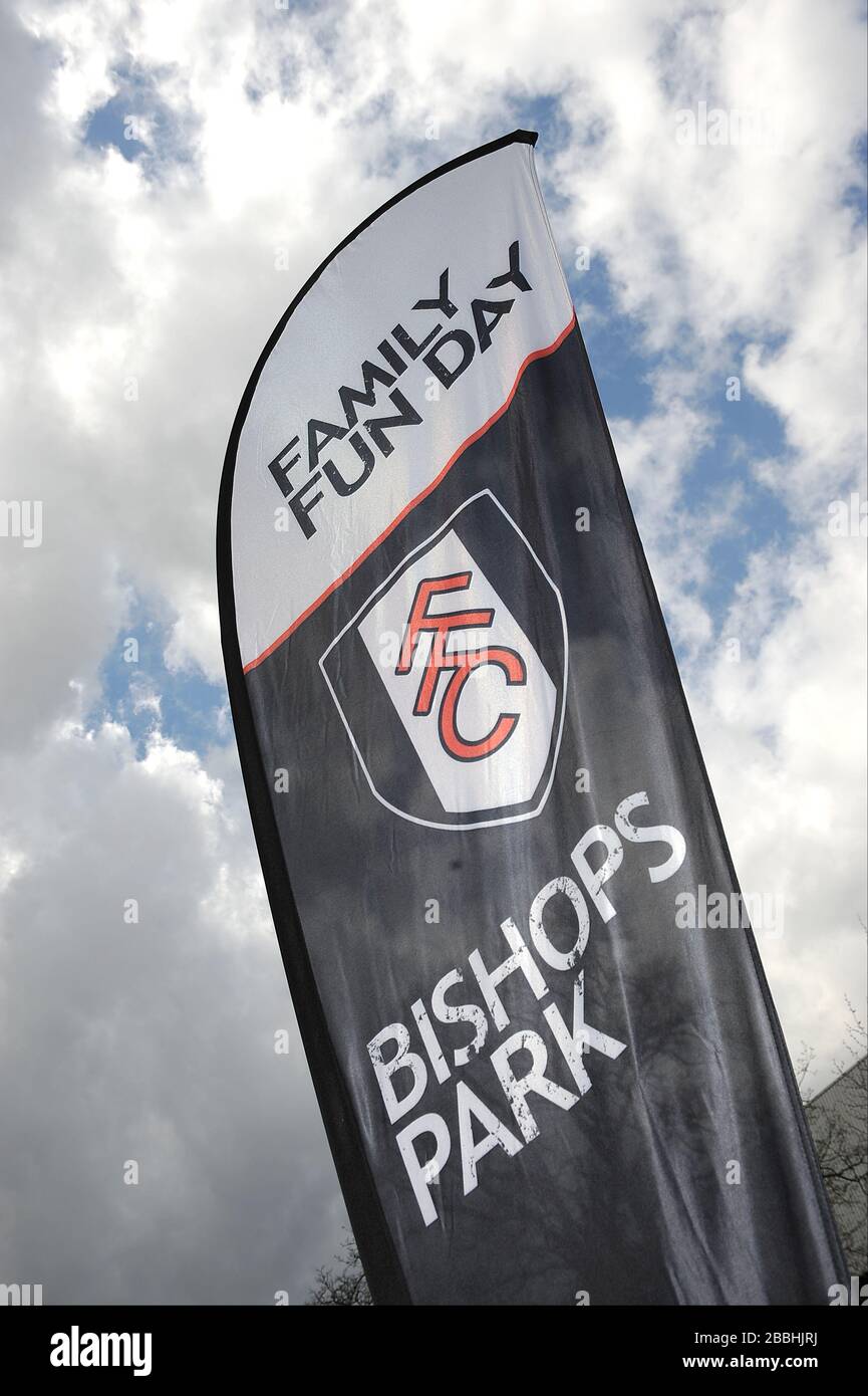 Fulham FC Foundation signage is seen during a fun day outside the ...
