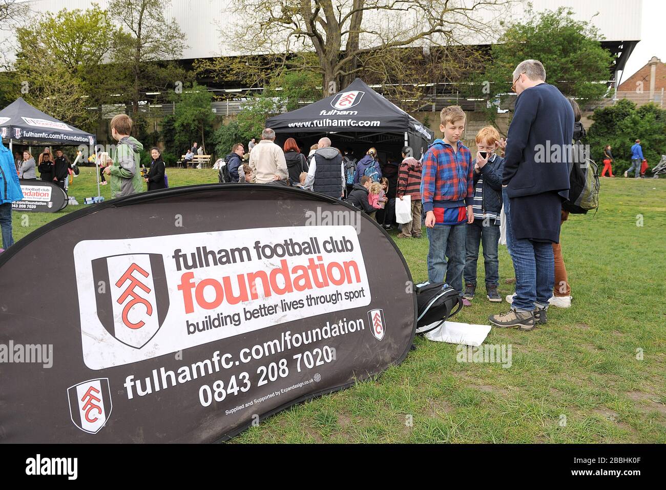 Fulham FC Foundation signage is seen during a fun day outside the ...