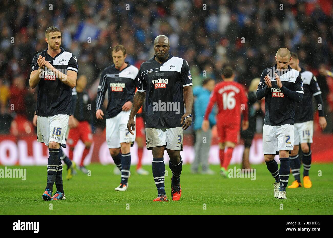 (L-R) Millwall's Mark Beevers, Danny Shittu and Alan Dunne dejected ...