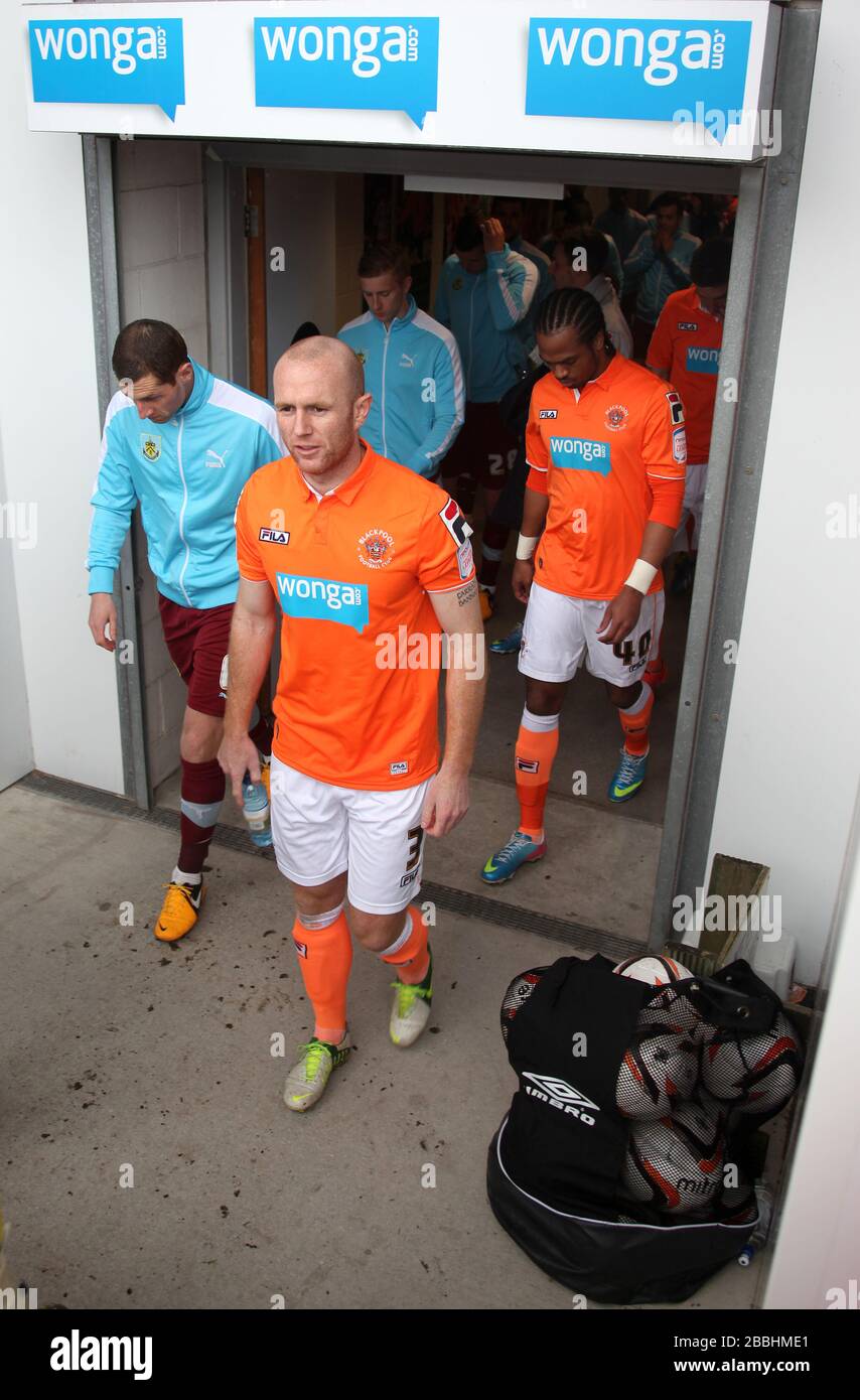 Blackpool's Stephen Crainey walks out on to the pitch before kick-off ...