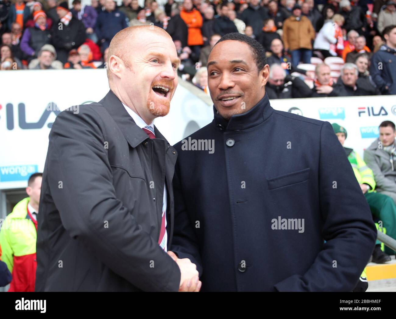 Burnley manager Sean Dyche (left) and Blackpool manager Paul Ince ...