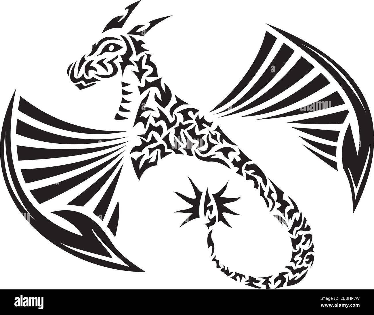 Drawing of a calmly sitting dragon Stock Vector Image & Art - Alamy