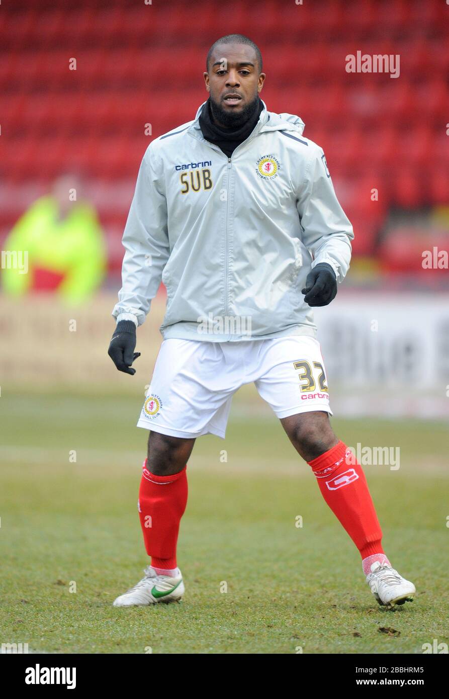 Crewe Alexandra's Nathan Ellington warms up before his teams match ...