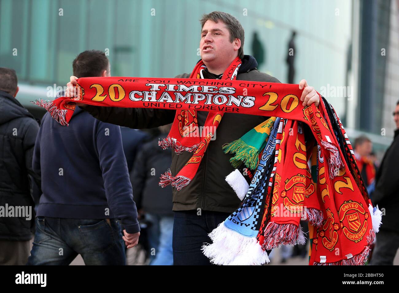 Manchester United scarves for sale outside Old Trafford before kick-off ...
