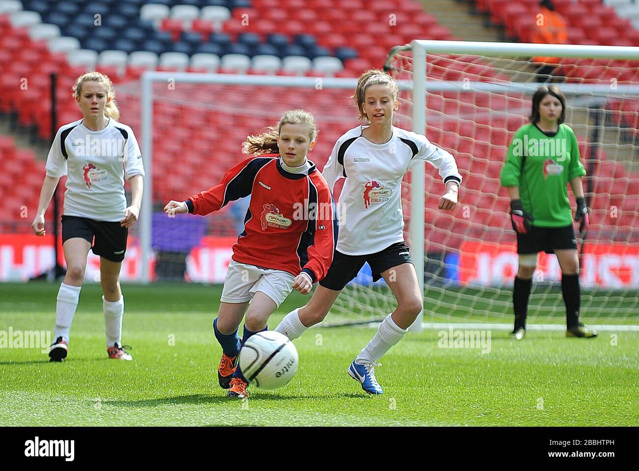 Match action in the Football League Girls Cup final between Rainham ...