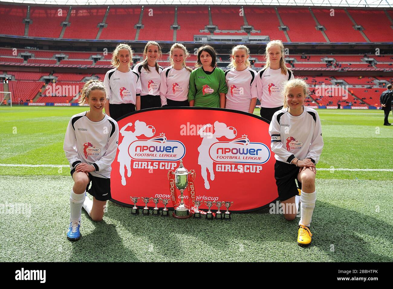 Woodlands School celebrate their victory in the Football League Girls ...
