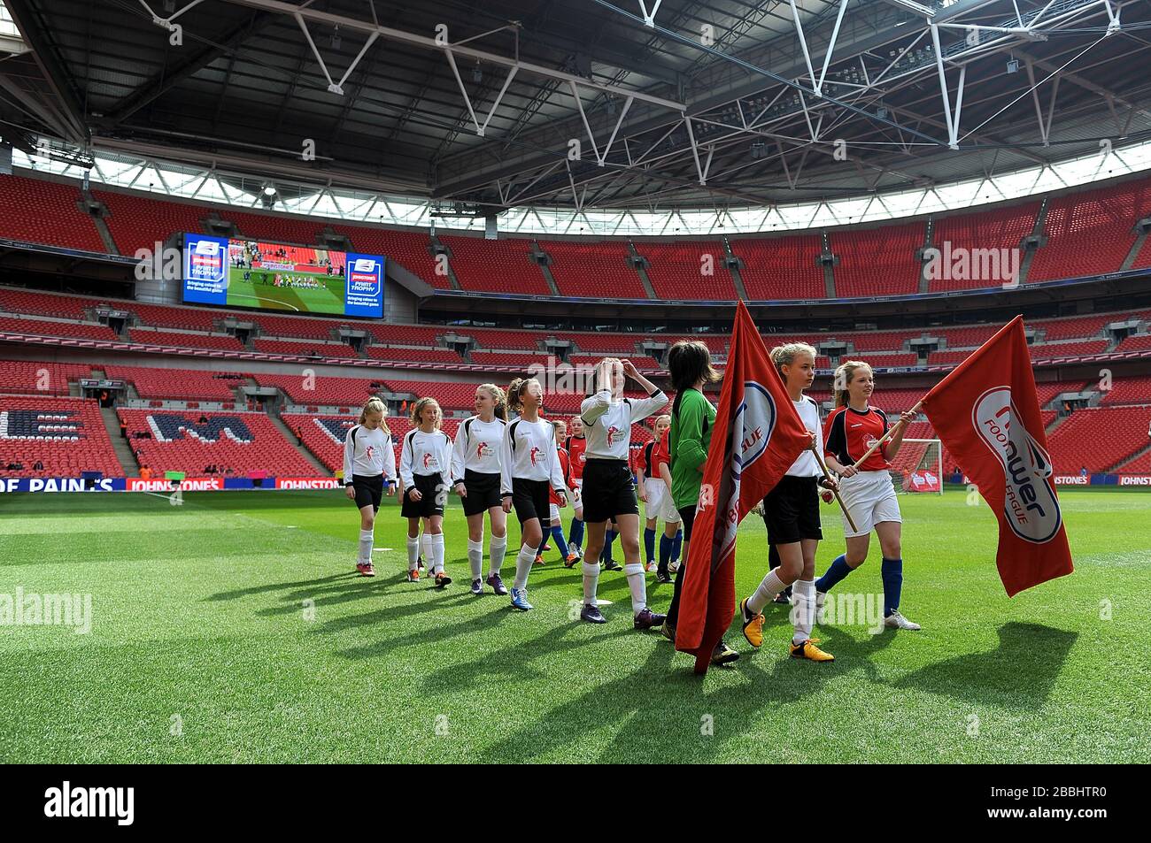 Pre-match for the Football League Girls Cup final between Rainham High ...