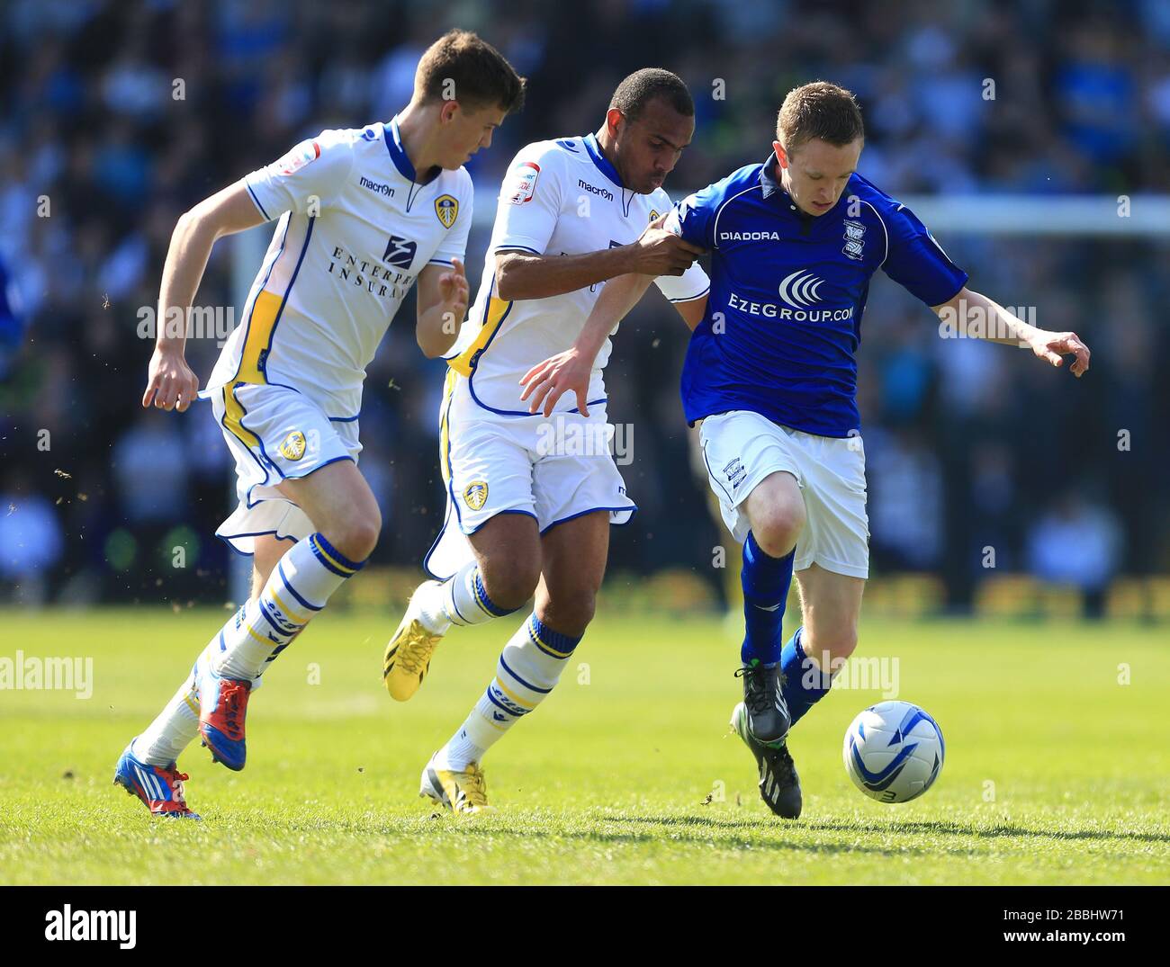 Birmingham City's Shane Ferguson (right) and Leeds United's Rudolph ...