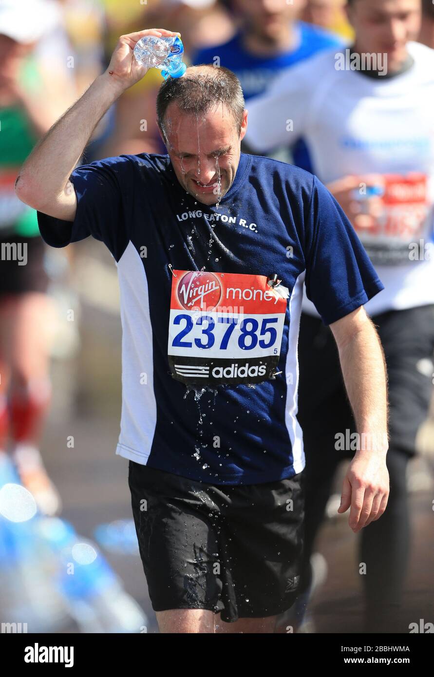 The London Marathon runners cool down Stock Photo - Alamy
