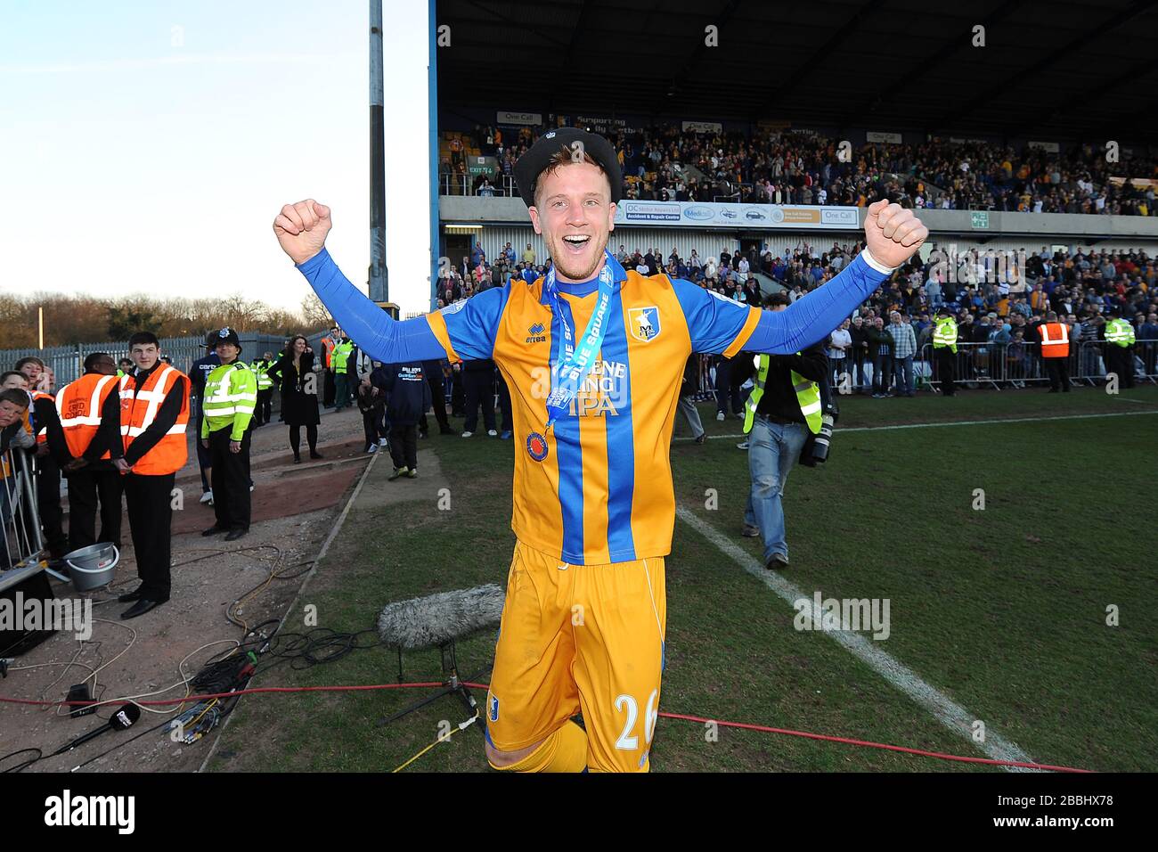 Mansfield Town's Lee Stevenson celebrates after the final whistle Stock ...