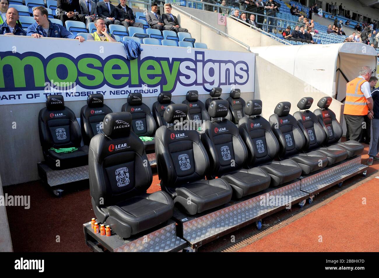 The Coventry City bench before the players and staff emerge from the ...