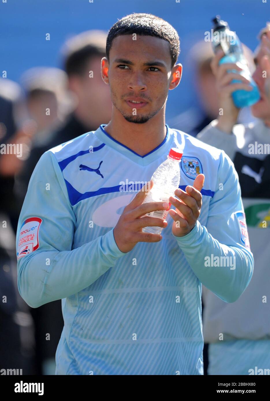 Coventry City's Jordan Clarke during the lap of honour after the game ...