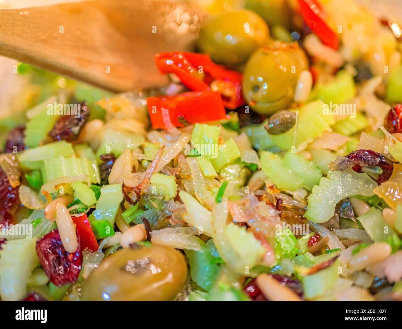 Close up of a vegetable based condiment for the famous Italian recipe ...