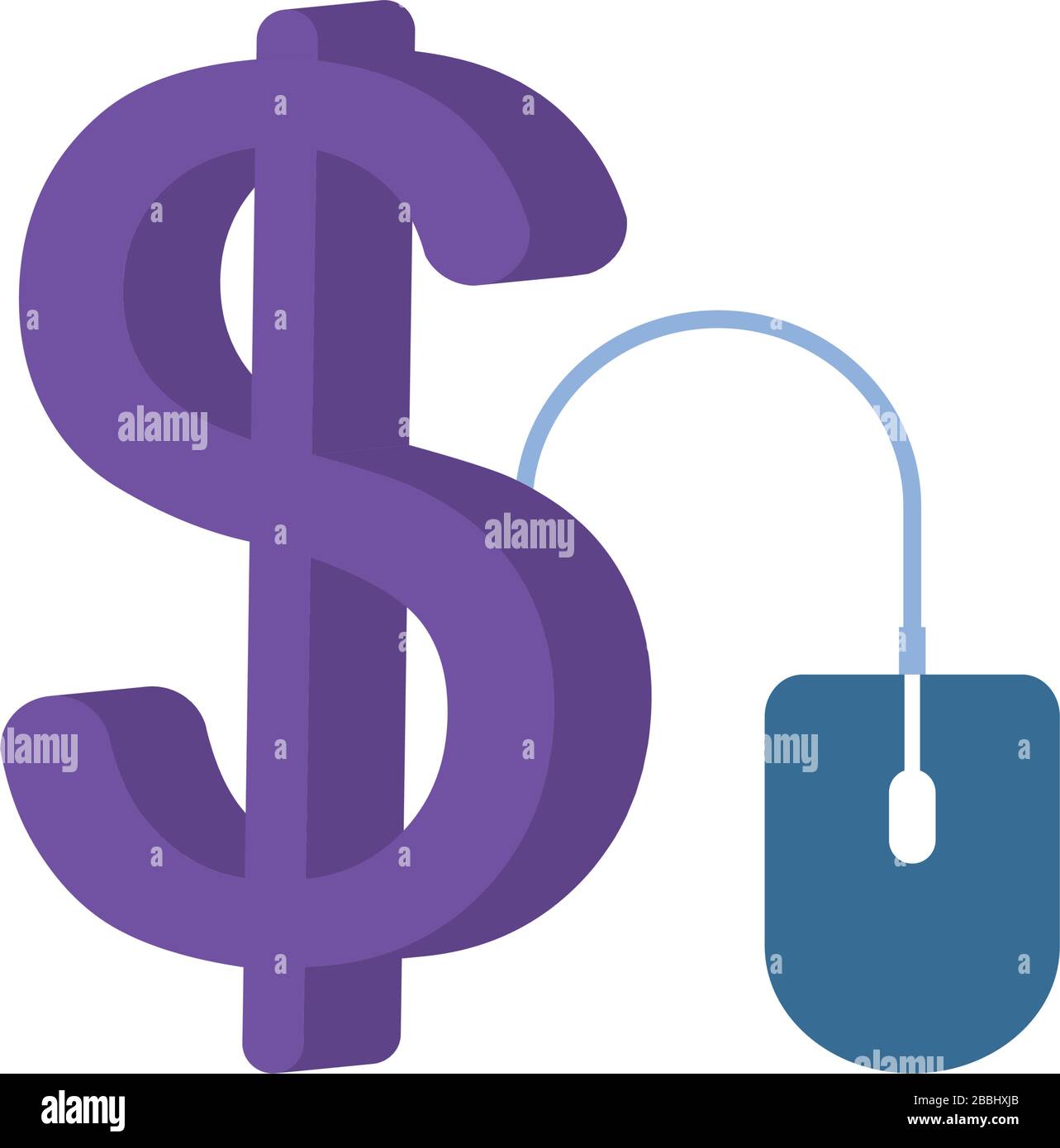 mouse device with money symbol icon over white background, flat style ...