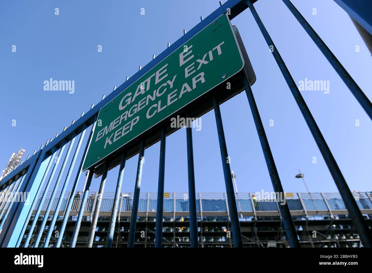 Emergency exit at mems priestfield stadium in gillingham hi-res stock ...