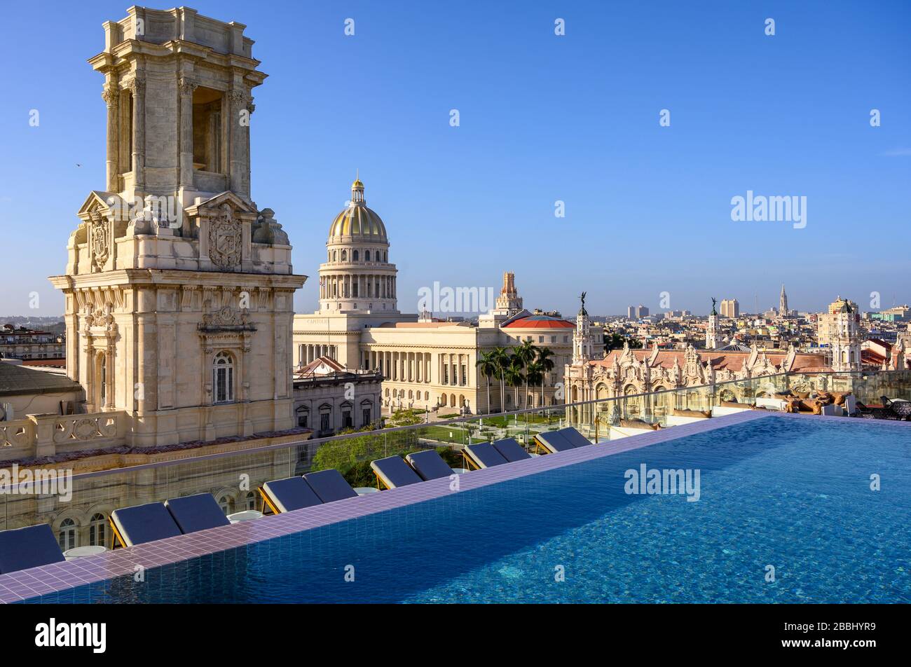 Rooftop view with infinity pool of El Capitolio, or the National ...