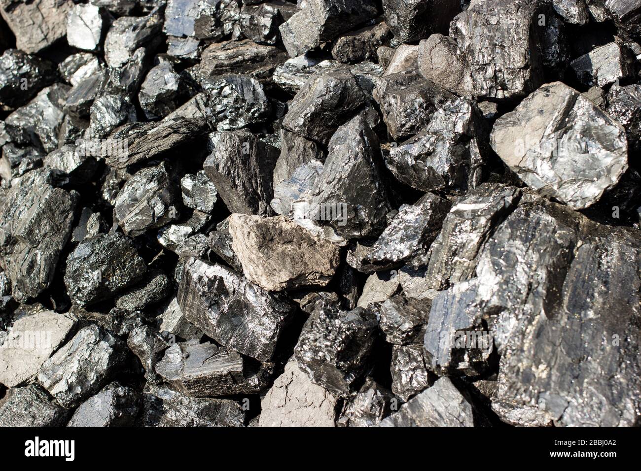 Pile of natural black hard coal for texture background. Grade ...
